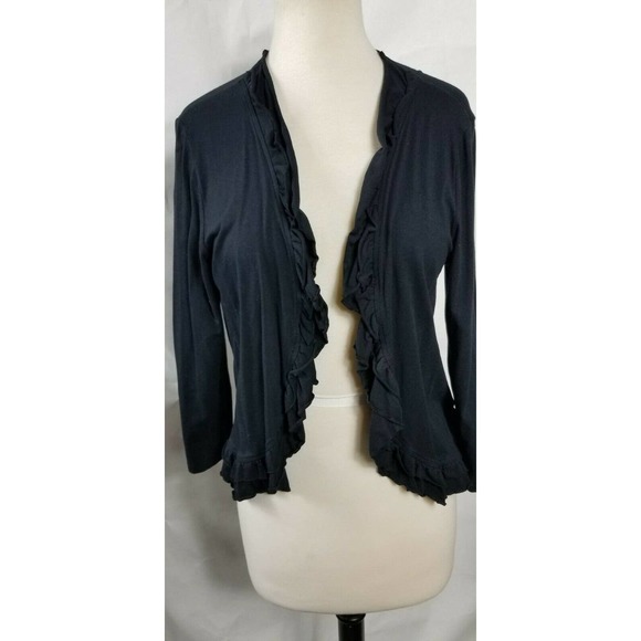 Rafaella | Sweaters | Rafaella Petite Cardigan Size Pl Ruffle Black ...